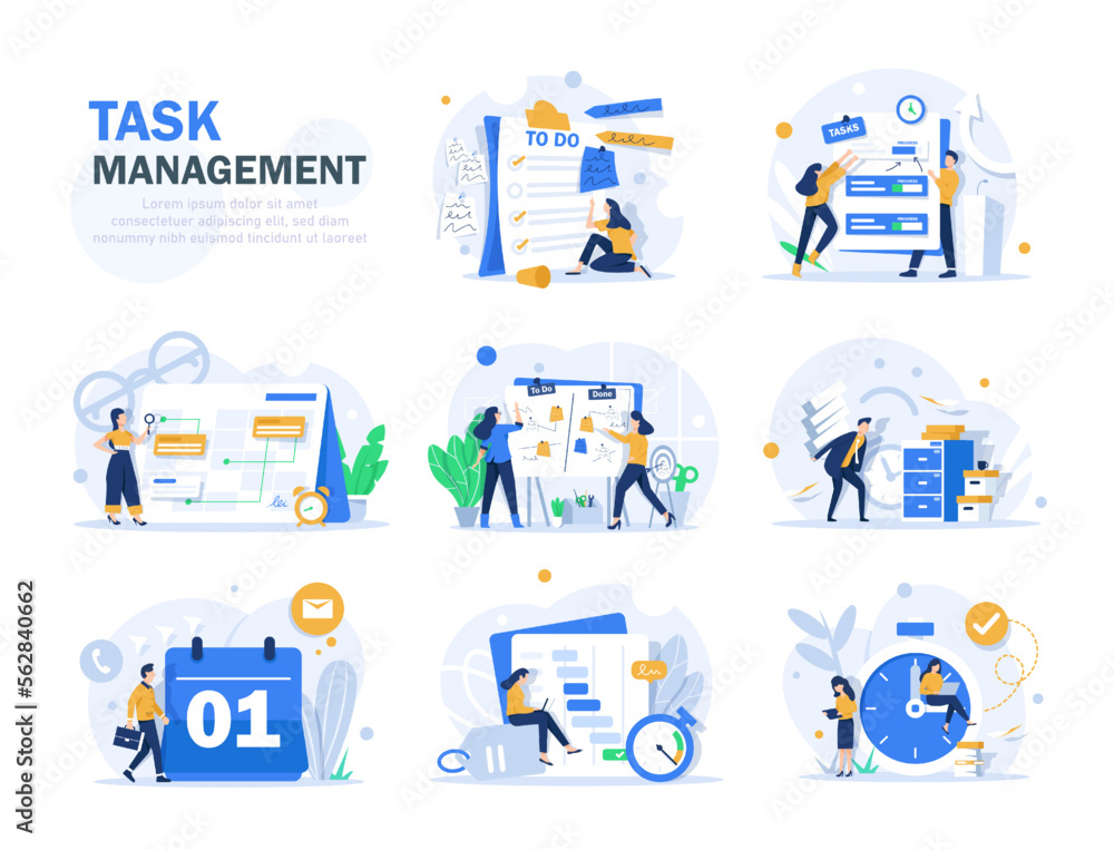 Task management tool flat illustration concept,Task list and deadlines ...