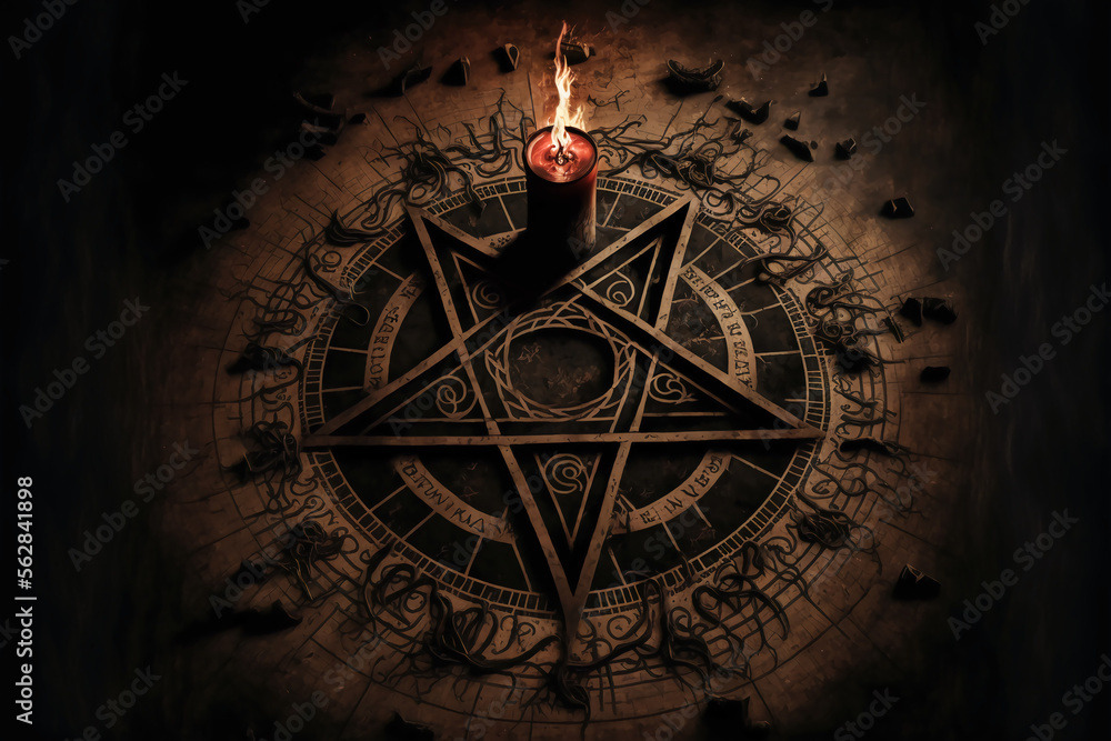 Satanic symbol, pentagram or star. Demon or devil symbol. Generative AI ...