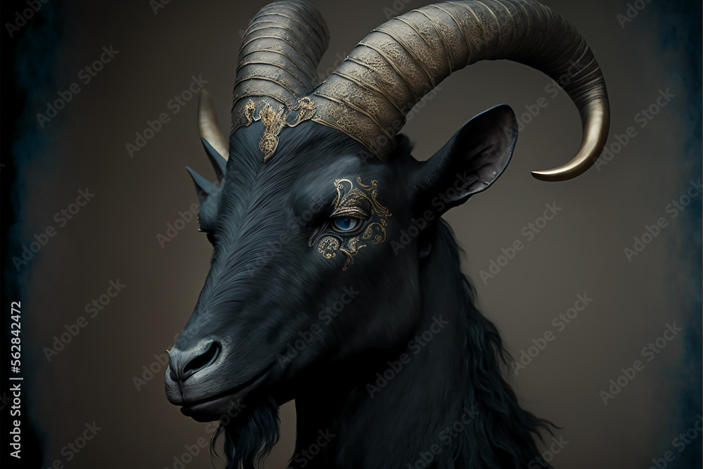Satanic symbol, black goat. Demon or devil symbol. Generative AI. Stock ...