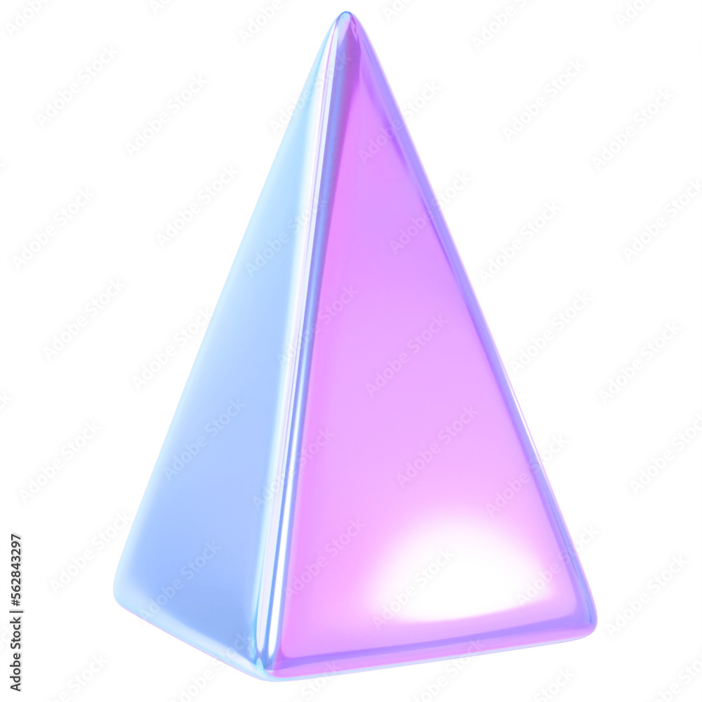 3d pyramid shape. Holographic geometric shape isolated on transparent ...