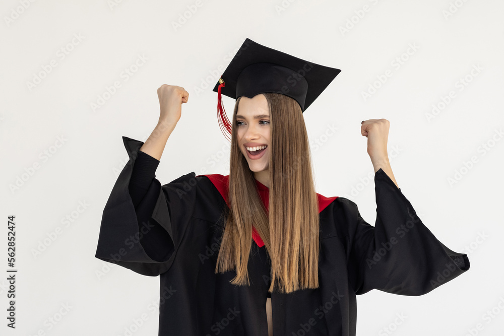 education, graduation and people concept - happy graduate student woman ...