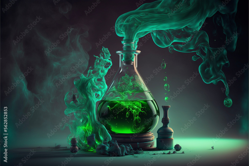 Green Potions in a Chemistry Lab with Green Smoke Generative AI ...