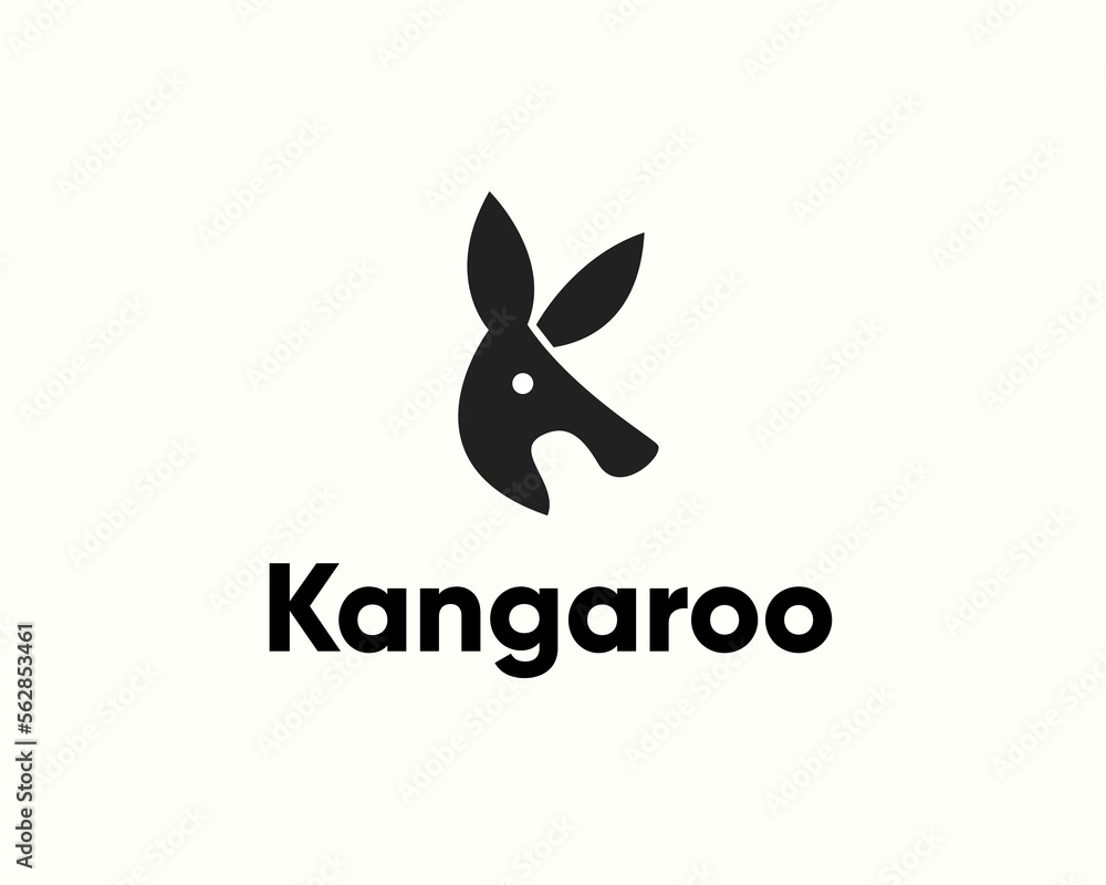 Simple head minimalist kangaroo logo icon symbol design template ...