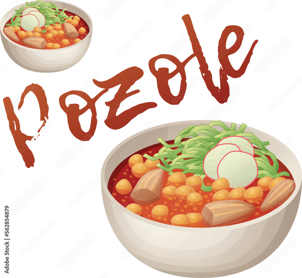 Mexican soup pozole rojo vector icon isolated on white background ...