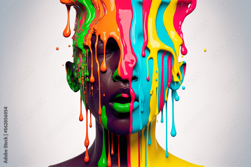 melting dripping plastic forming man's head, generative AI Stock ...