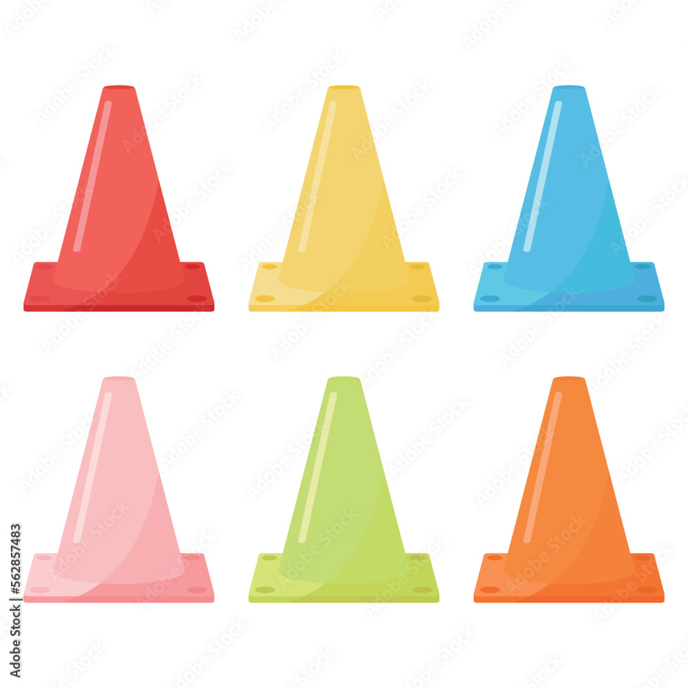 Colorful traffic cone vector illustration. Traffic cone for sport ...