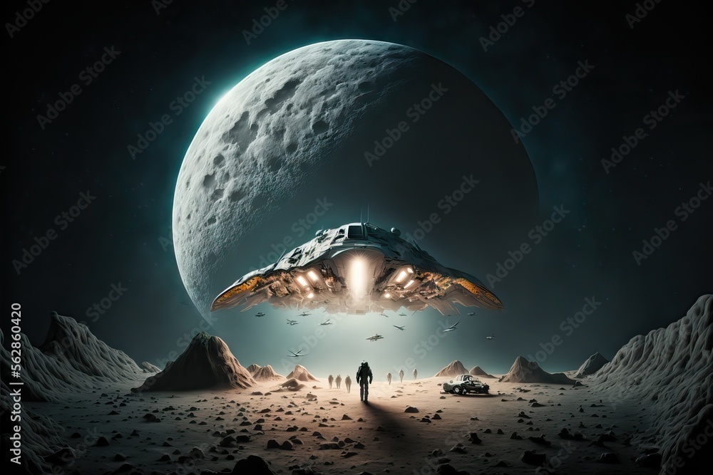 A Human Spaceship landing on the moon, solving the space mystery, and ...