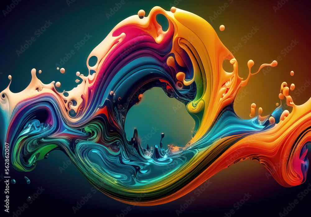 Stockillustratie Fluid rainbow colors merging together, abstract ...