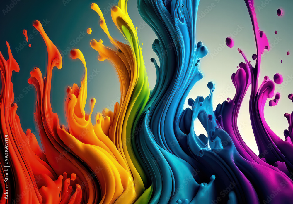 Fluid rainbow colors merging together, abstract concept for a desktop ...