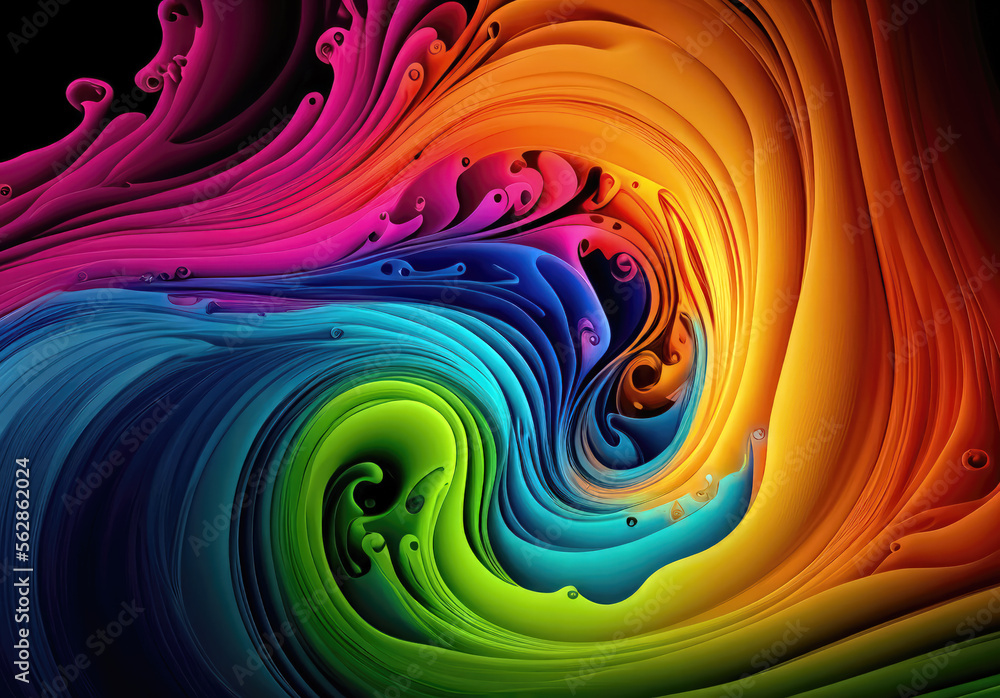 Fluid rainbow colors merging together, abstract concept for a desktop ...