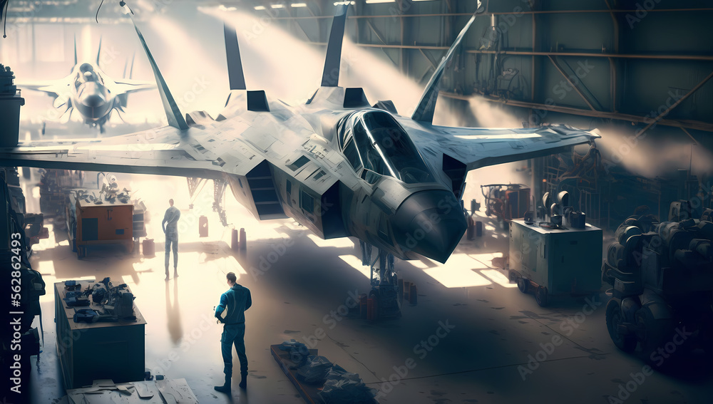 Military factory production weapon fighter. Warehouse modern of army ...