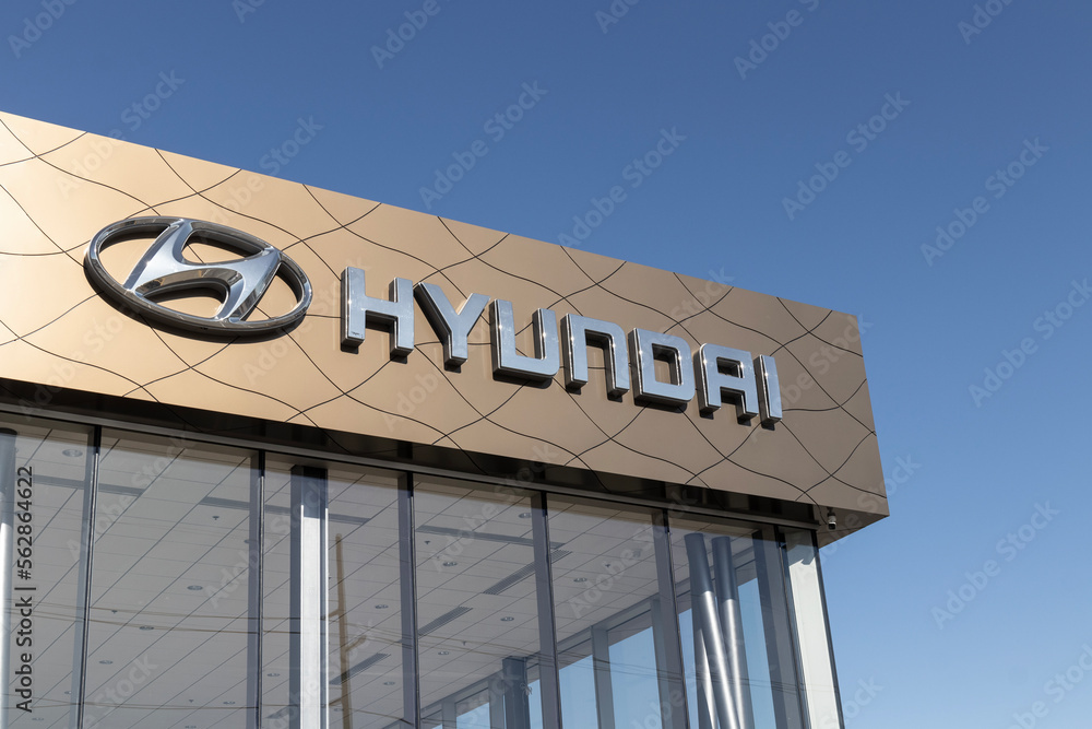 Hyundai Motor Company dealership. Hyundai builds vehicles in South ...
