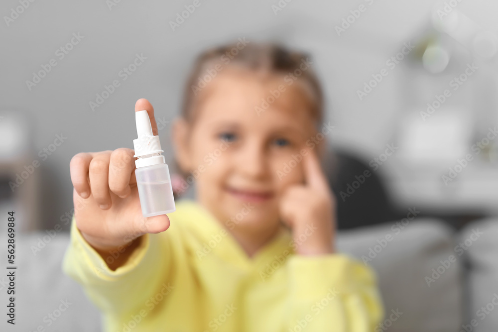 Little girl with eye drops at home, closeup Stock Photo | Adobe Stock
