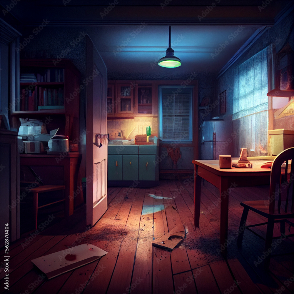 Terrifying crime scene with police thief blood murderer. Stock ...