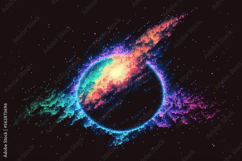 Pixel art galaxy, stardust, black hole, background in retro style for ...