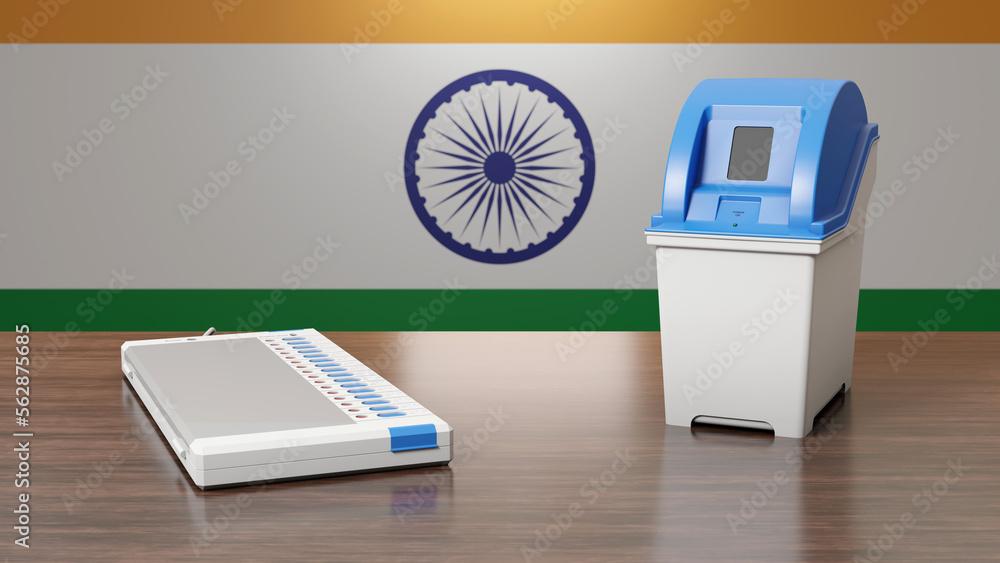 3d rendering of verification screen and ballot unit of indian ...