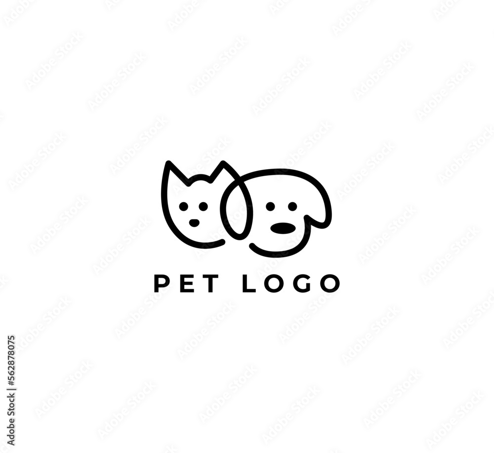 Line Of Head Pet Logo Design. Stock Vector | Adobe Stock