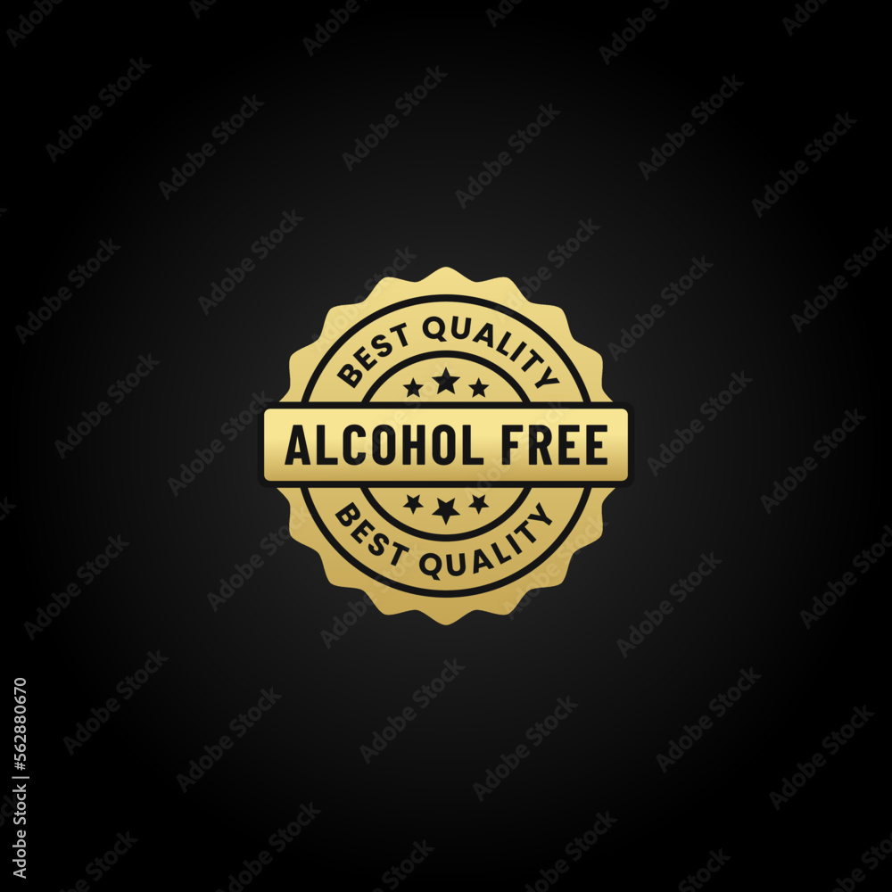 Alcohol free label or Best Alcohol free logo vector isolated on black ...