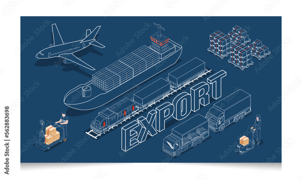 3D isometric Global logistics network concept with Transportation ...