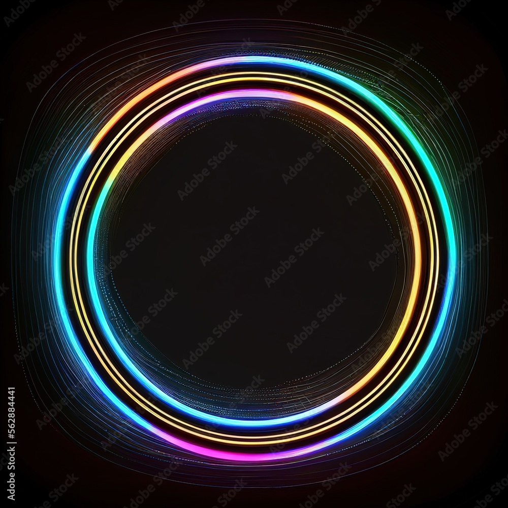 light circle, neon circle, color circle, black background, generated by ...