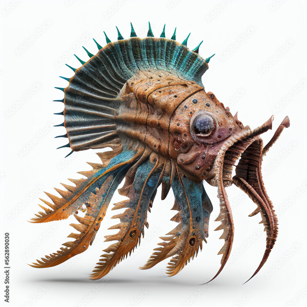 Anomalocaris full body image with white background ultra realistic ...