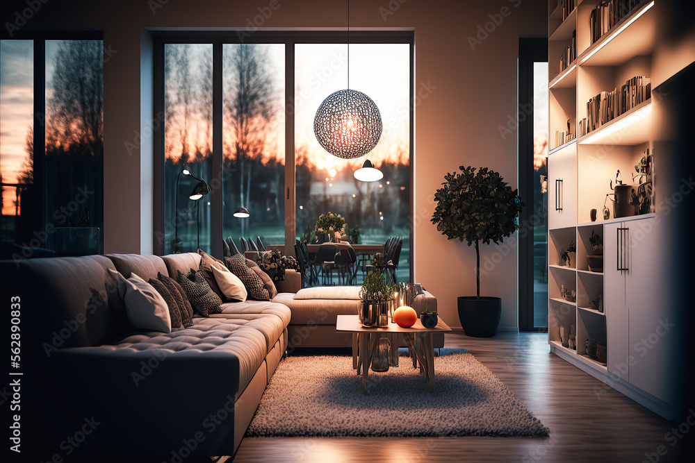 Innovative Living: Modern House Living Room Showcases Generative AI ...