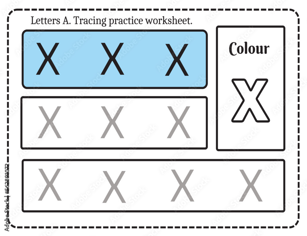 Alphabet letters tracing worksheet with alphabet letter X. Basic ...