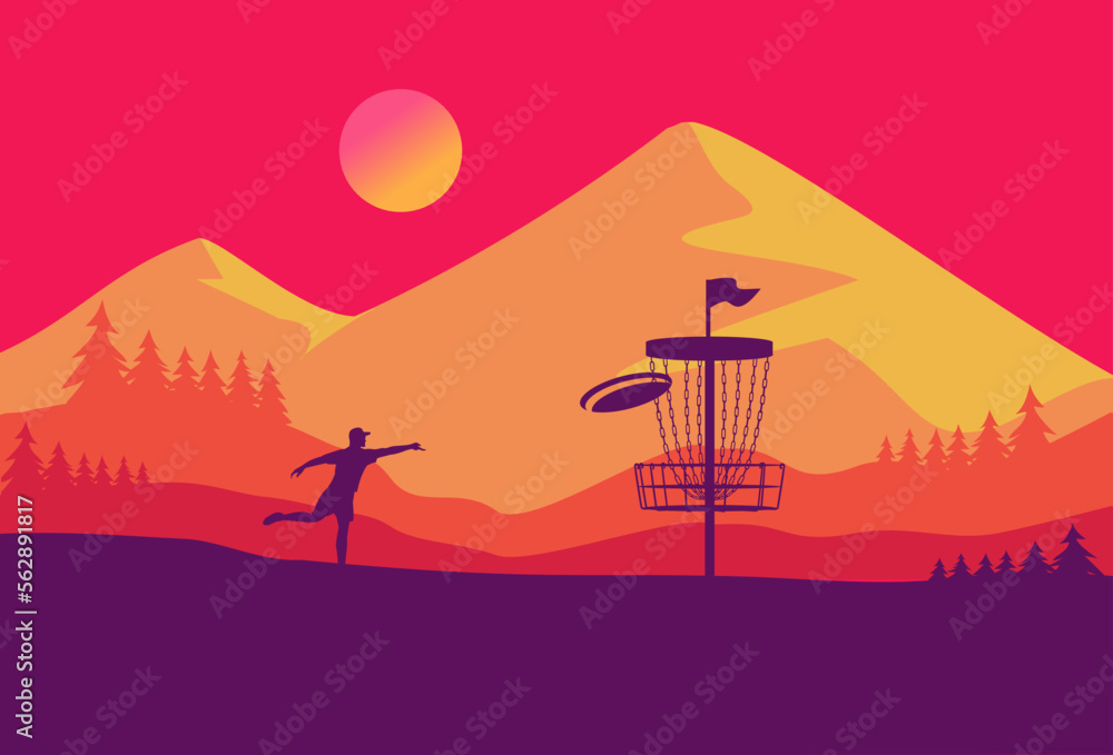 Premium editable vector file of diskgolf player throw the disc in the ...
