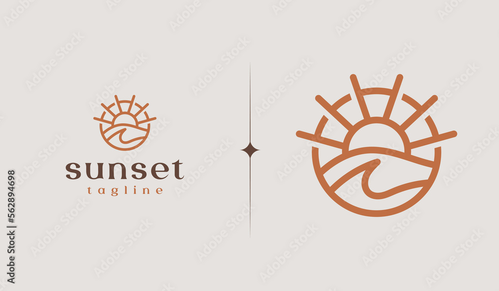 Sunset Wave Logo Template. Universal creative premium symbol. Vector ...