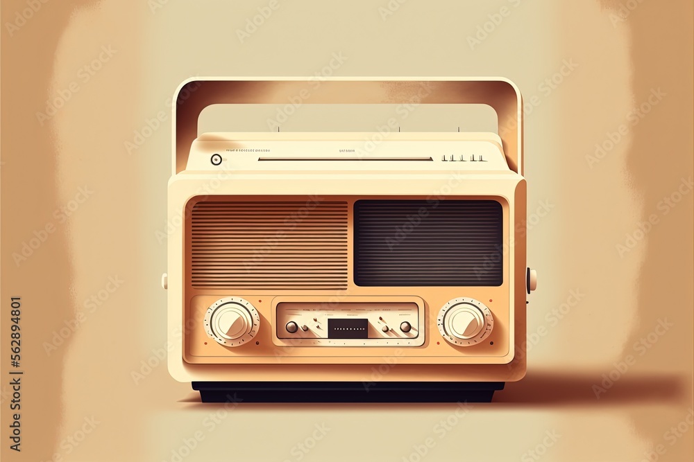 Old radio, 80s and 90s, retro colors, background. Generative AI Stock ...