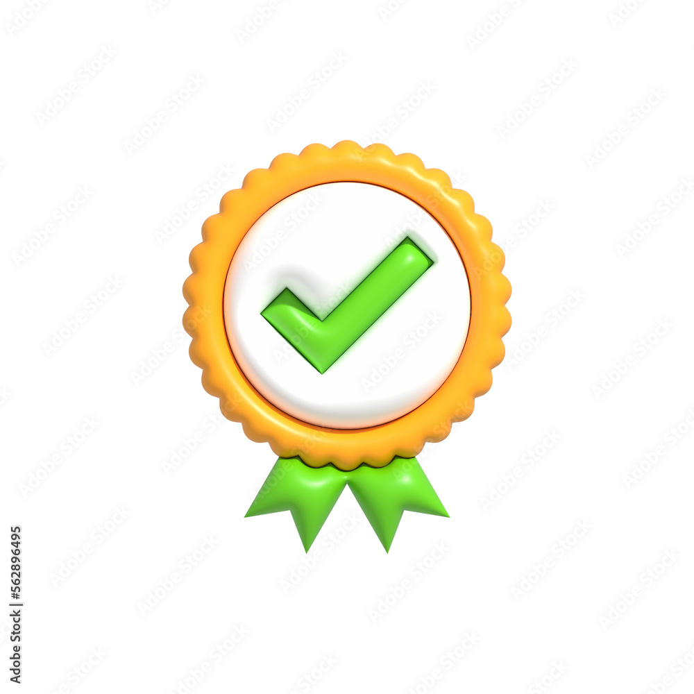 3D High quality guarantee symbol, Medal button with checkmark, Best ...