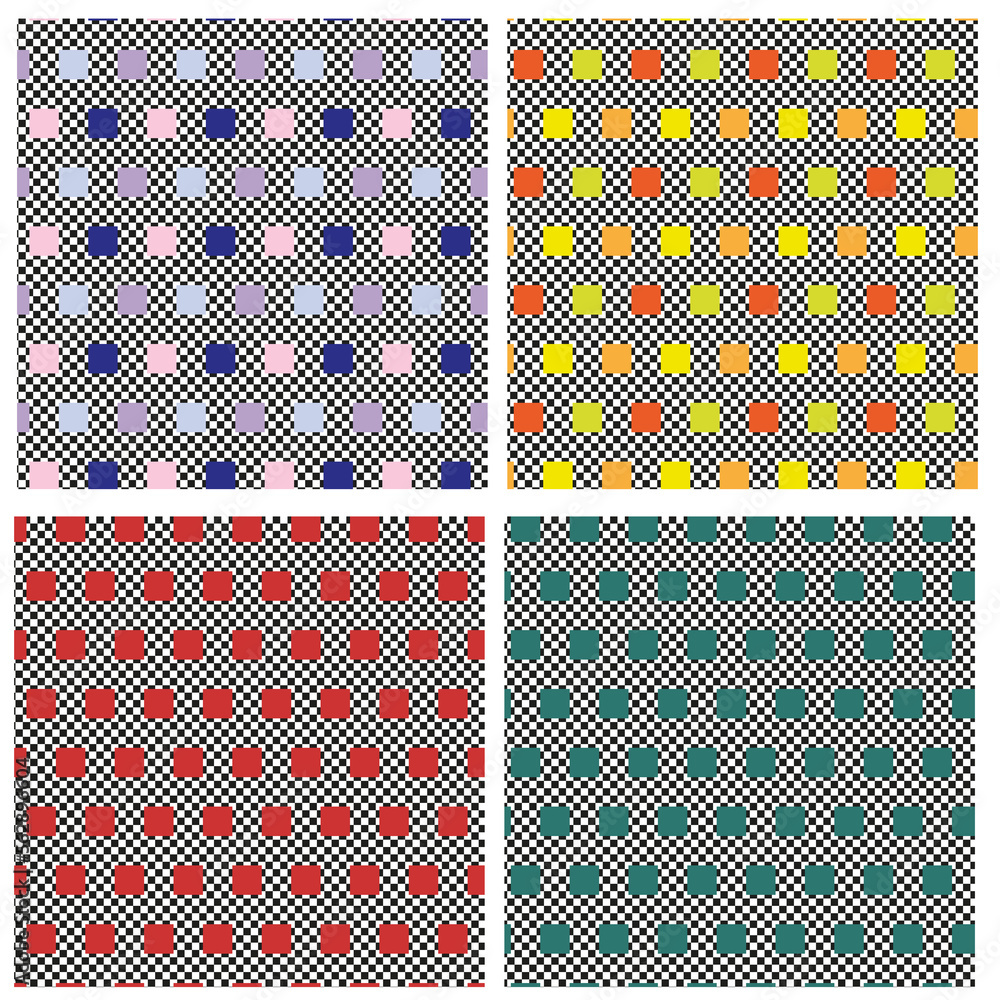 Geometric seamless pattern in four color variants of squares for the ...