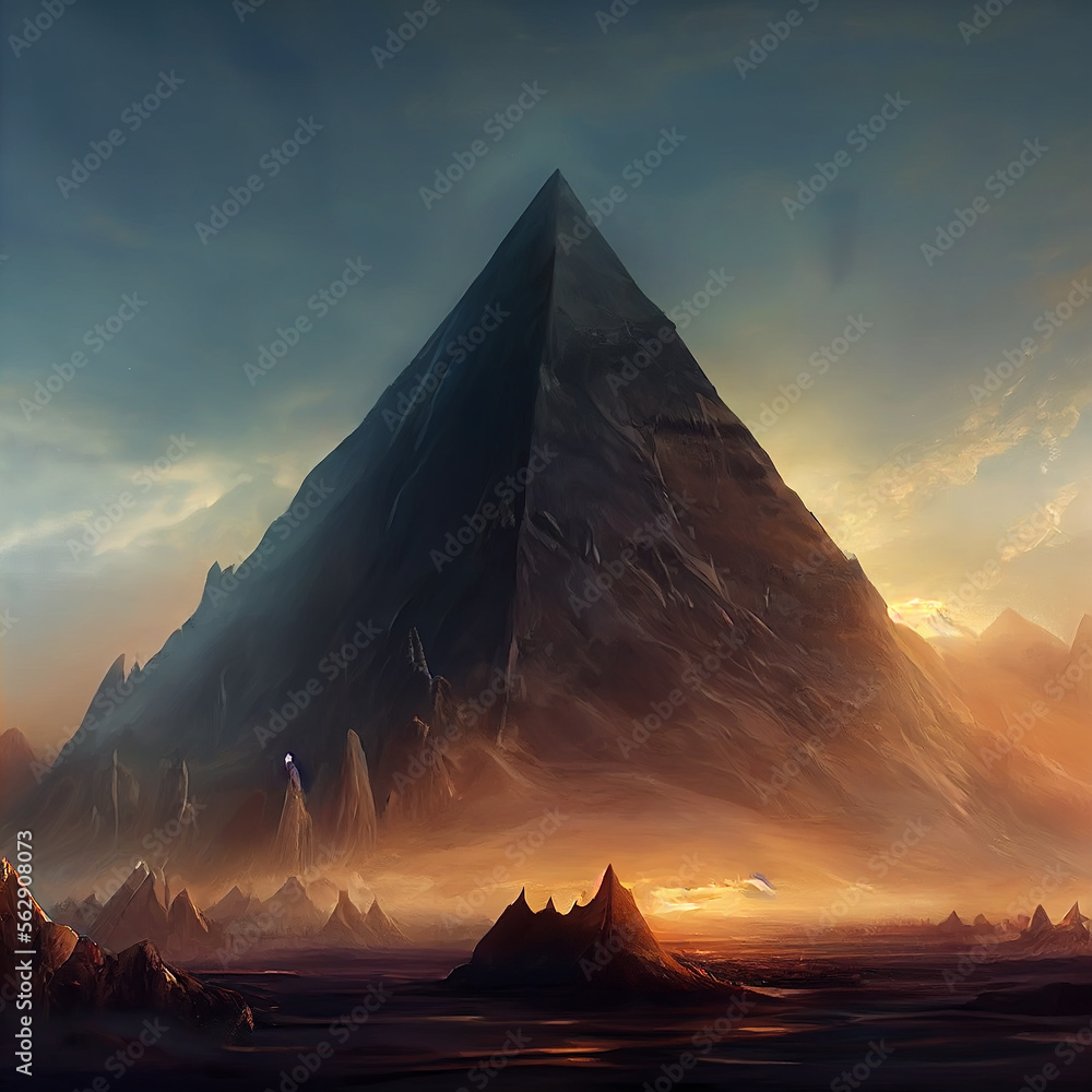 An alien pyramid landscape, art station. Generative AI Art. Stock ...