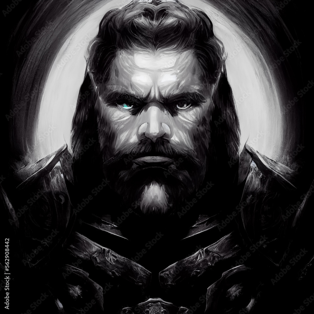 Dwarf lord. Medieval king. The knight with the beard is very majestic ...