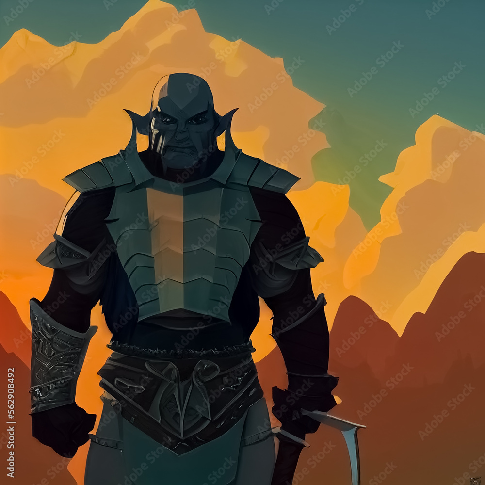 Orc warrior, orc king, orc lord. Generative AI Art. Stock Illustration ...