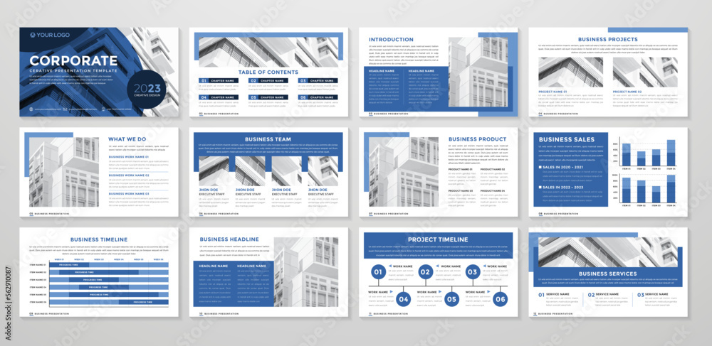 multipurpose presentation template design with clean style and modern ...