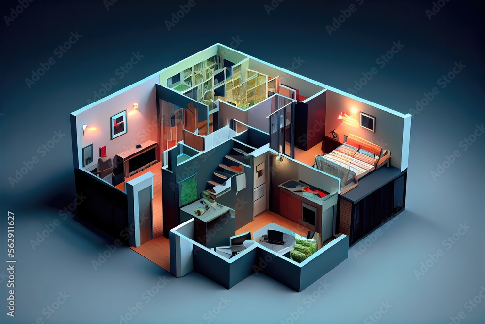 Generative AI illustration of house 3d model Stock Illustration | Adobe ...
