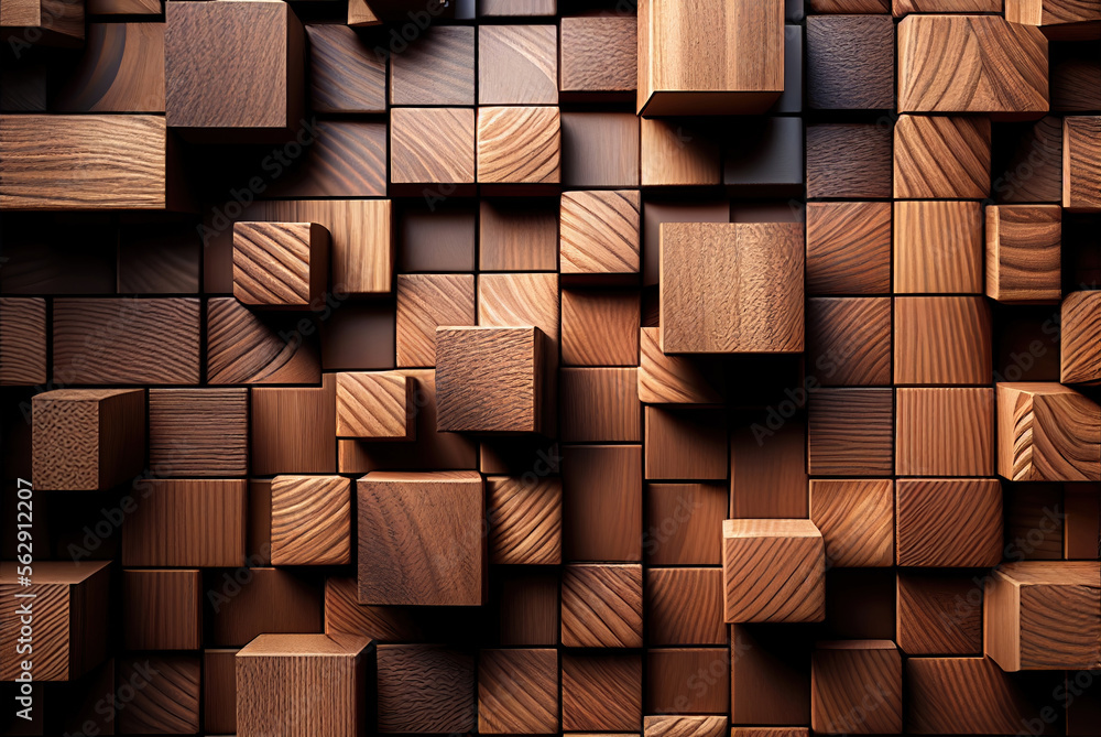 Wooden blocks background. Wooden cubes pattern, generative ai Stock ...