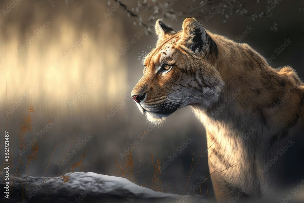 "Ready to hunt" - Close-up portrait illustration of a tiger, focused ...
