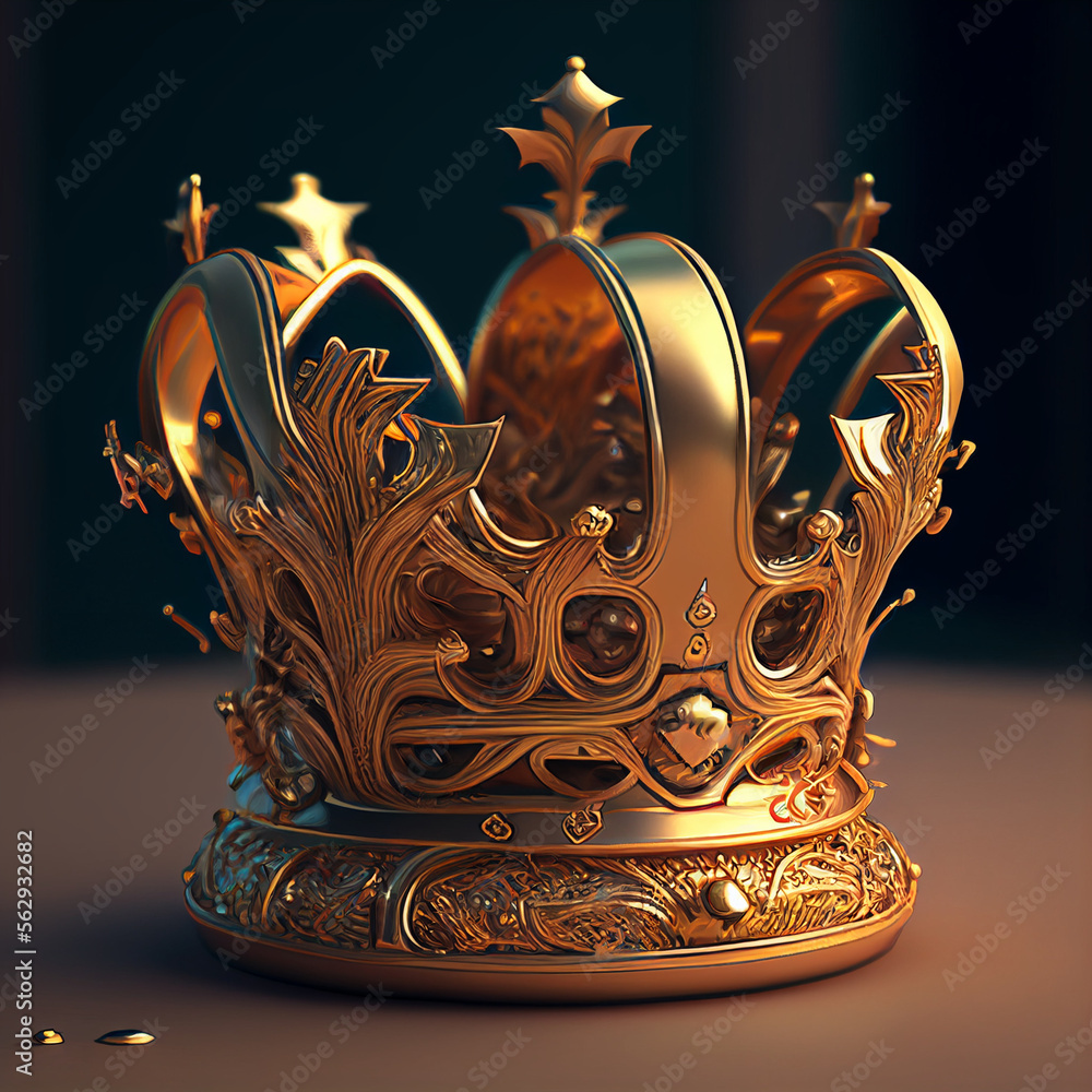 gold royal crown in 3d, generative AI Stock Illustration | Adobe Stock