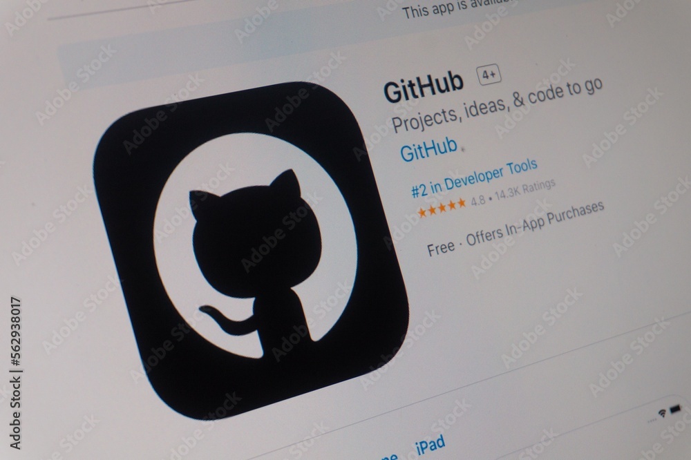 Wonosobo, Indonesia, January, 19 2023: GitHub mobile app icon is seen ...
