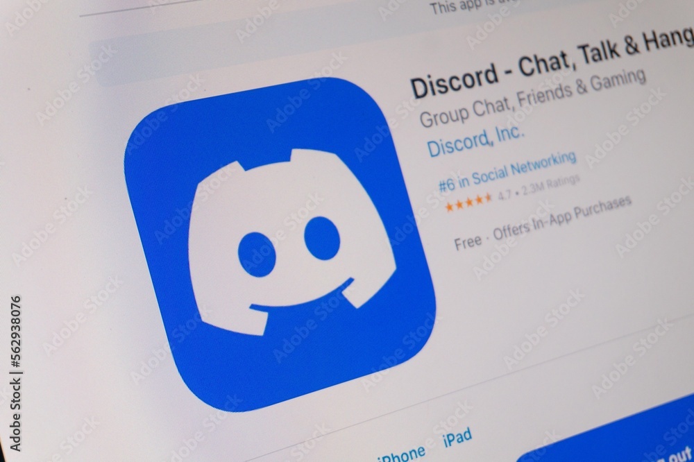 Wonosobo, Indonesia, January, 19 2023: Discord mobile app icon is seen ...