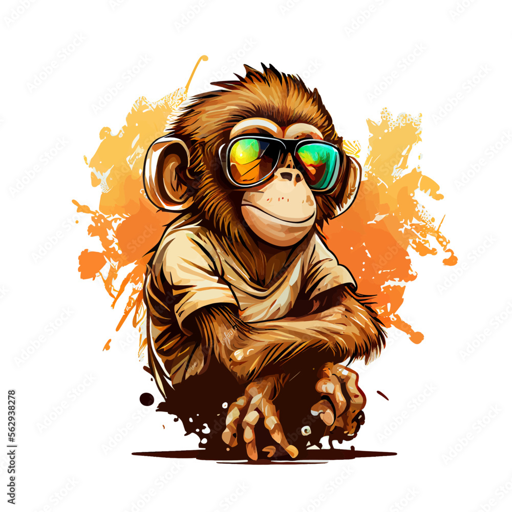 Colorful monkey ape artwork vector t-shirt design Stock Vector | Adobe ...