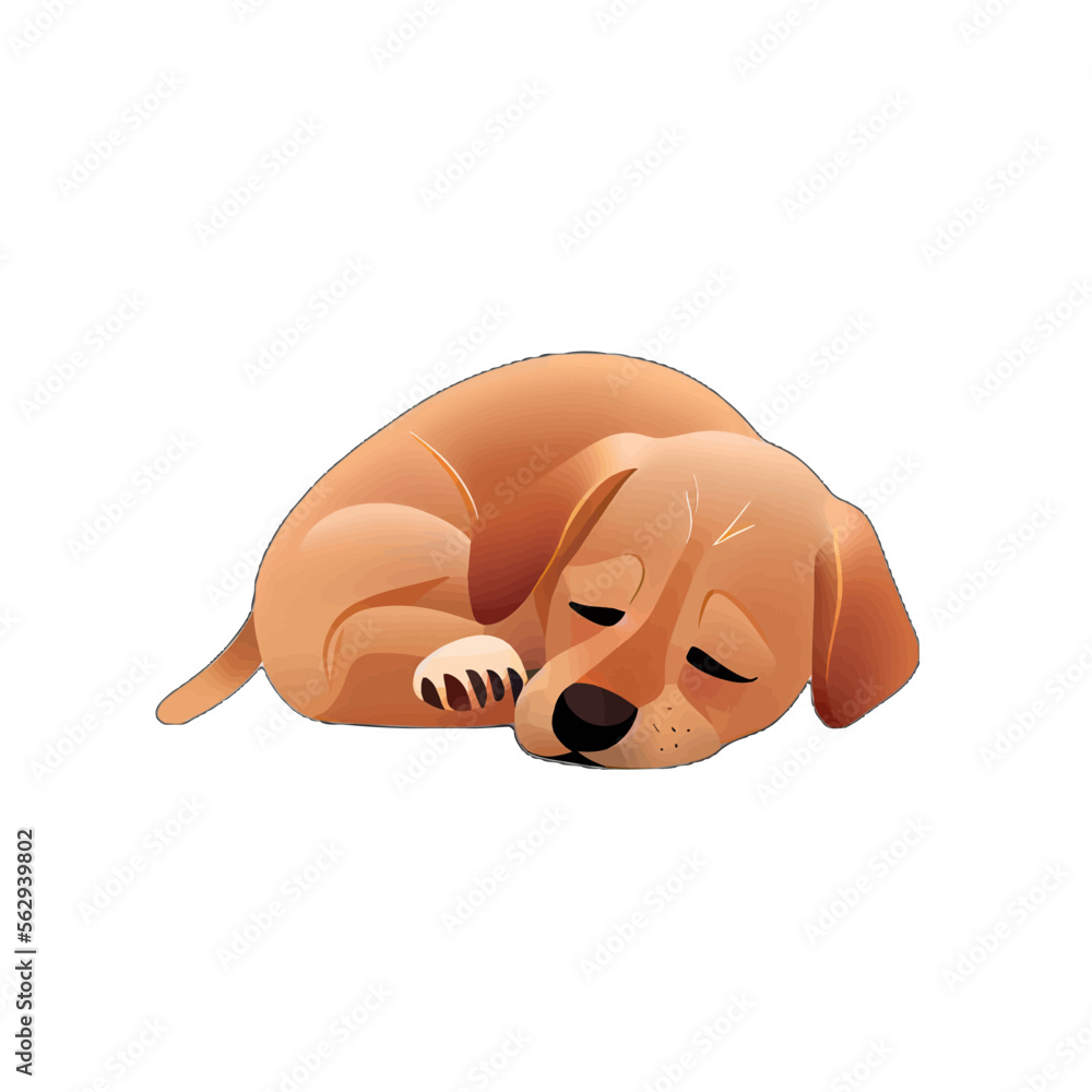 cute dog puppy sleeping vector illustration artwork Stock Vector ...