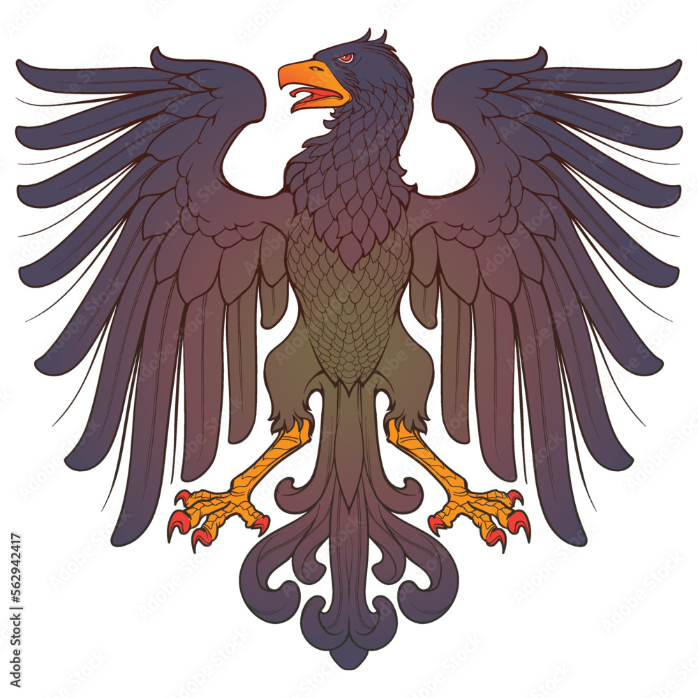 Heraldic Eagle spreading wings symmetrical. Heraldic supporter a part ...