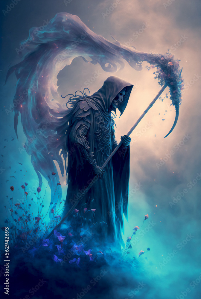 The Grim Reaper was swinging a huge halberd that looked very dangerous ...