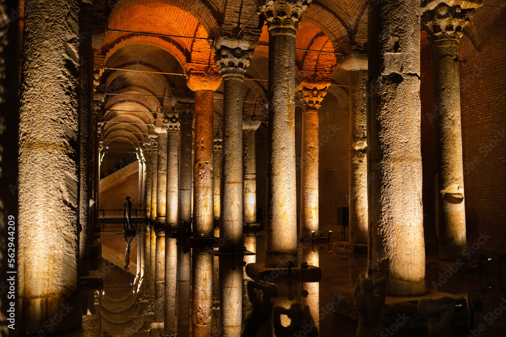 The Basilica Cistern is the largest of several hundred ancient cisterns ...