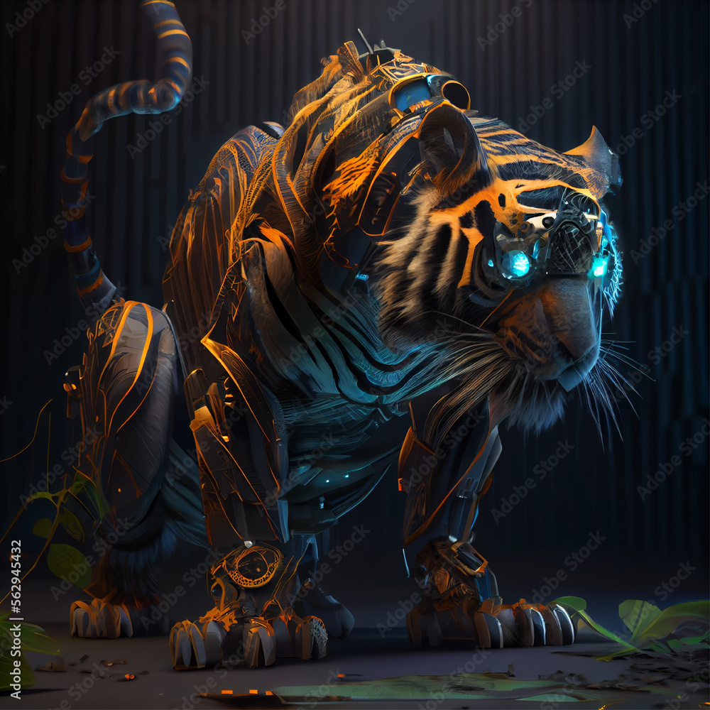 Mechanical Tiger | Ai Generative | Robotic Tiger | Hyper realistic ...