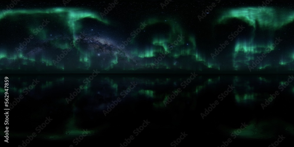 HDRI - Ice terrain with Aurora Borealis on the sky Stock Photo | Adobe ...