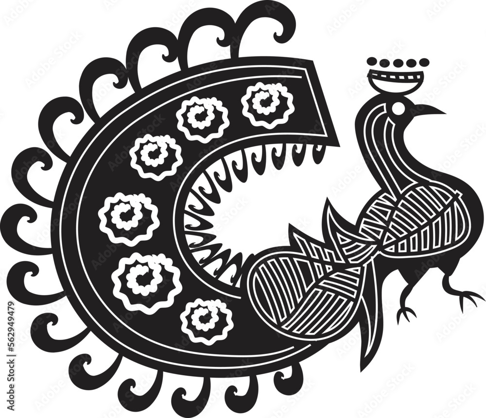 Hand-drawn traditional ancient tribal folk art, India. Pictorial ...